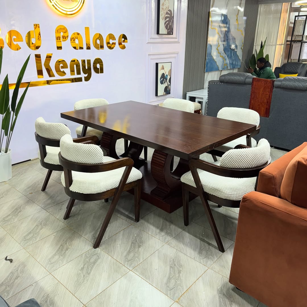 Bed Palace Kenya - Modern Hardwood Six Seater Brown Dining Set–Wooden ...