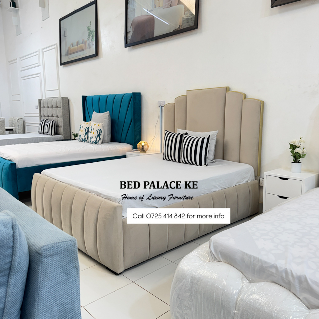 Bed Palace Kenya - Melissa Beige Fabric Queen Bed